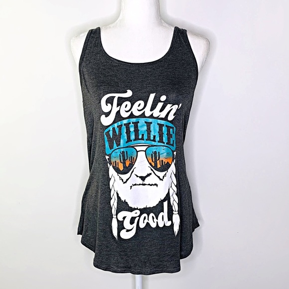 LexIsMore | Tops | Graphic Tank Feelin Willie Good Gray | Poshmark